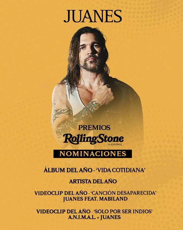 Éxito y emoción: Juanes logra 4 nominaciones a los Premios Rolling Stone en Español ...